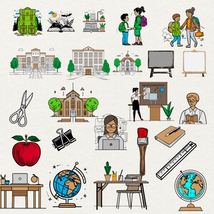 School Clipart Bundle, Back to School Png, School Clip Art Svg, School ...