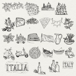 Italy Clipart Bundle: Italian Travel, Landmarks, Food (PNG, SVG) - Etsy