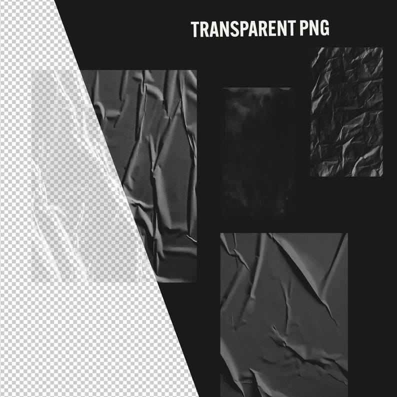 Crumpled Poster Paper Textures: 23 PNG Transparent Photo Overlays ...