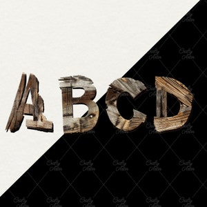 Wooden Alphabet Clipart, 26 Png Files Wood Font, Wooden Letters, Rustic ...