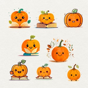 Cartoon Cute Pumpkin Clipart, 24 PNG Art Halloween Kawaii Graphics ...