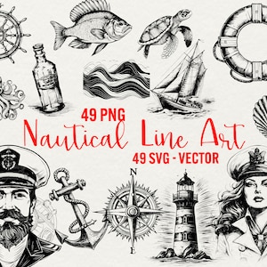 Line Drawing Ocean Clipart, Ocean Beach Clipart Nautical Clipart ...