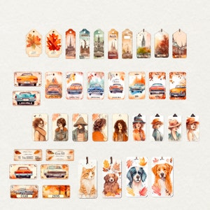 Autumn Labels Clipart, Tag Clipart, 142 PNG and A4 Sheets, Printable ...