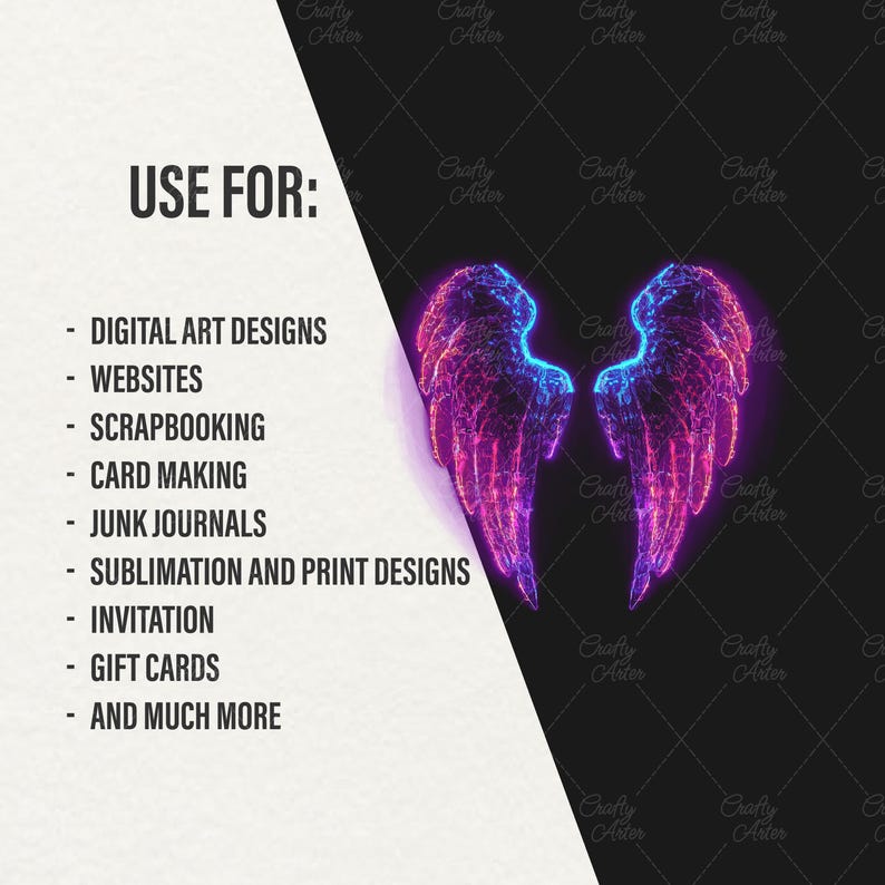Neon Wings PNG Clipart: Angelic Glow Overlays (digital Download) - Etsy