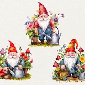 Watercolor Garden Gnome Clipart: Floral Fantasy PNG (commercial Use) - Etsy