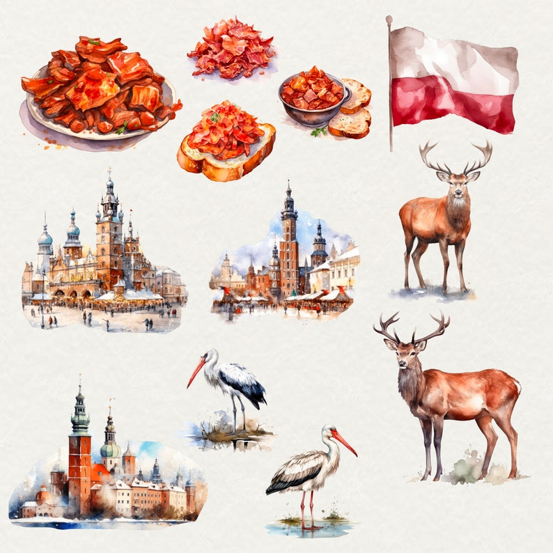 Watercolor Poland Clipart: Traditional Polish Designs (56 PNG) - Etsy