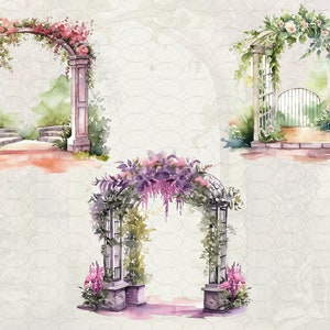 Watercolor Wedding Flower Arch Clipart, Wedding Ceremony Flowers ...