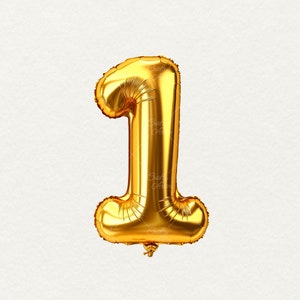 Gold Foil Number Balloons Clipart: 24 PNG, Scrapbook Graphics - Etsy