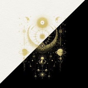 Celestial Gold Overlays Clipart, 40 Png Gold Celestial Bodies, Magic ...