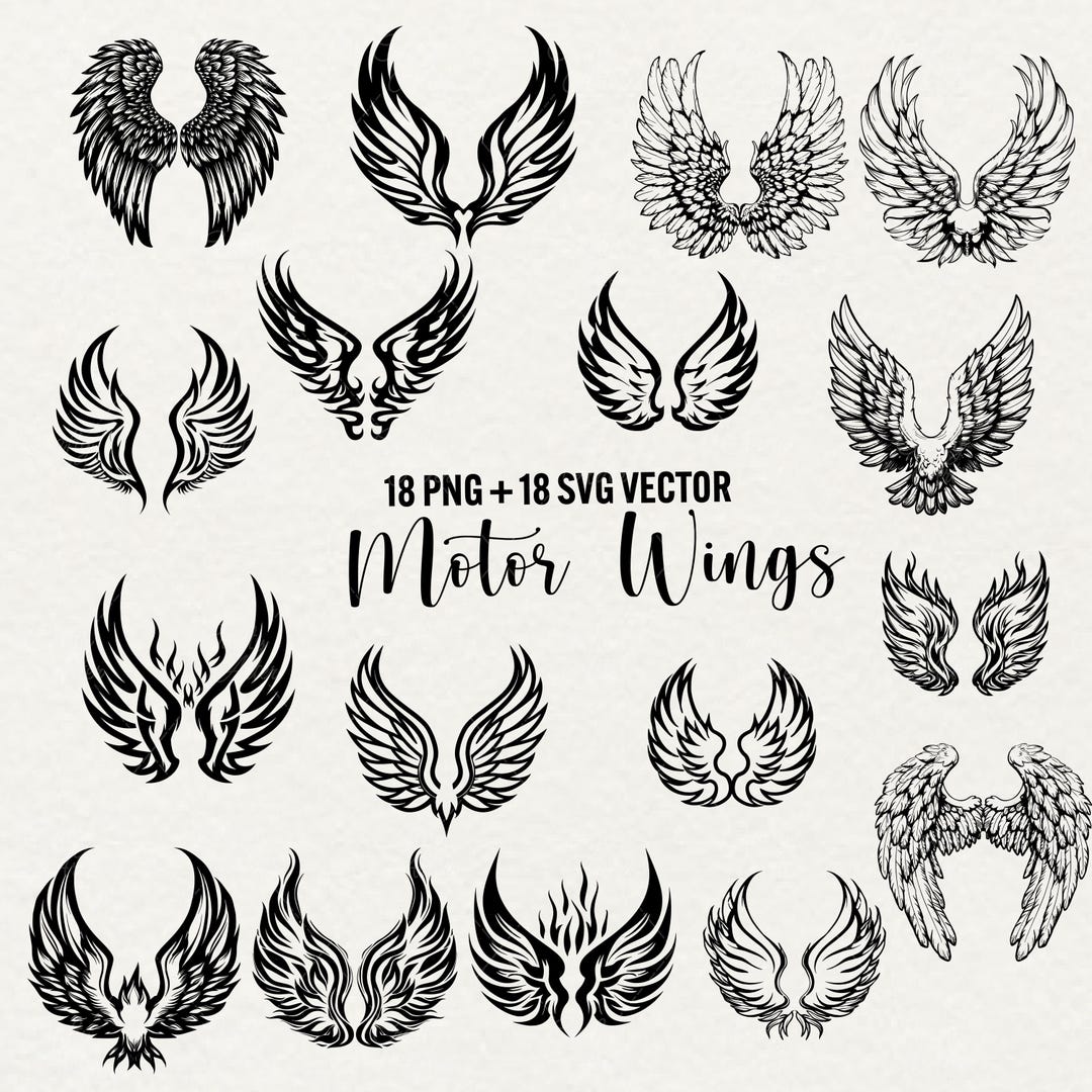 Motor Wings Clipart, Angel Wings Svg, Wings Png, Wings Silhouette Cut ...
