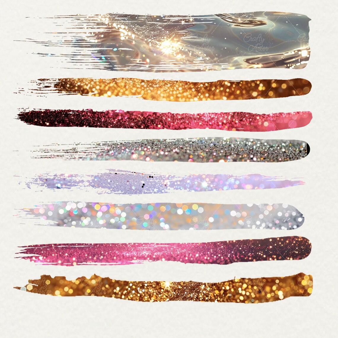 Glitter Brush Strokes Clipart: Sparkling PNG Overlays (digital Download ...
