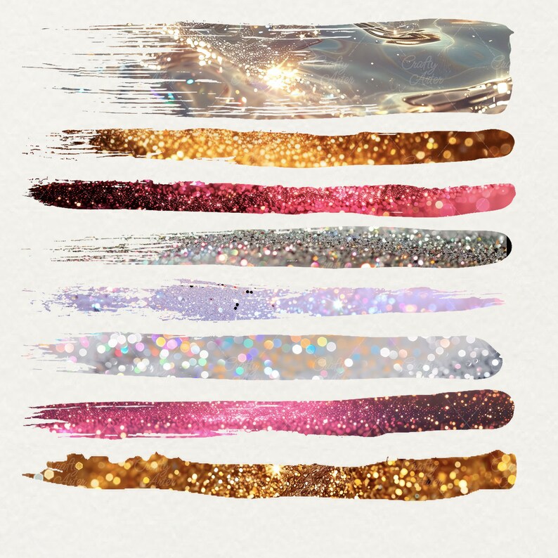 Glitter Brush Strokes Clipart: Sparkling PNG Overlays (digital Download ...