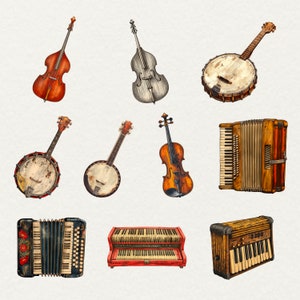 Musical Instruments Clipart, Music Instrument Png Files, Retro Guitar ...