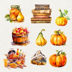 Watercolor Autumn Clipart: 42 PNG Fall Illustrations (commercial Use ...