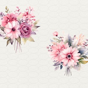Watercolor Pink Boho Flowers Clipart, 20 PNG Watercolor Boho Pink ...