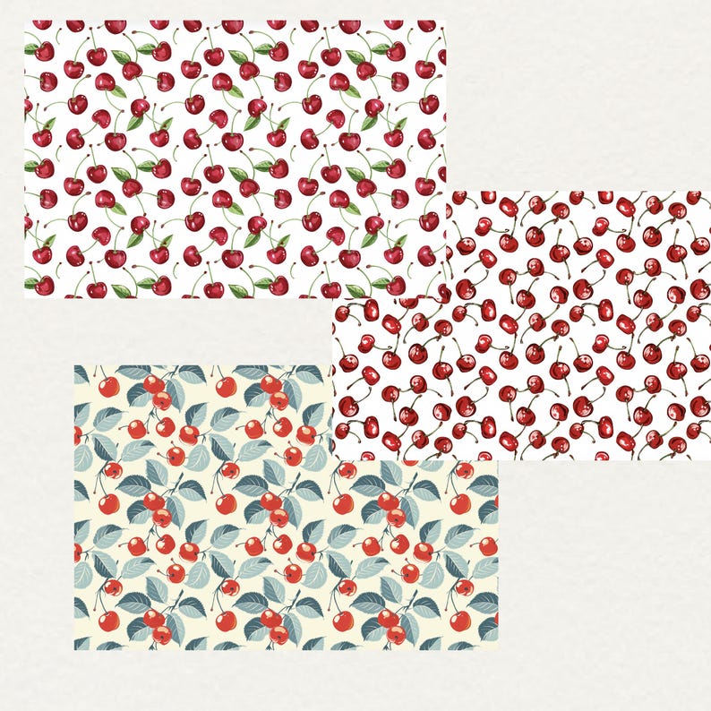 Cherry Seamless Pattern: Watercolor Digital Paper (digital Download) - Etsy