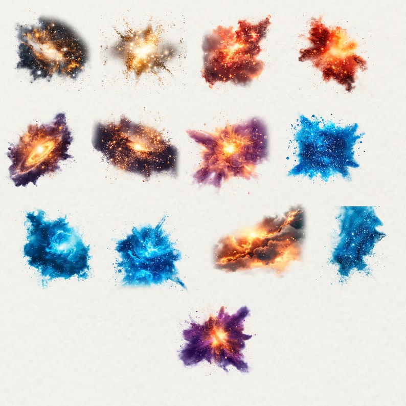 Dreamy Nebula Splash Overlays: 38 Galaxy PNG Clipart (digital Download ...