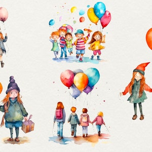 Watercolor School Kids Clipart, Children Back to School Clipart ...