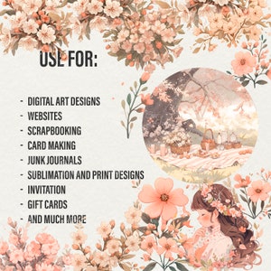 Cherry Blossom Clipart Bundle, 40 PNG Spring Sakura, Floral Pink ...