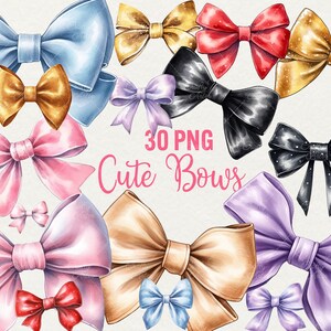 Watercolor Bows Clipart, 30 Png Pastel Bow Clipart Celebrate Clipart ...