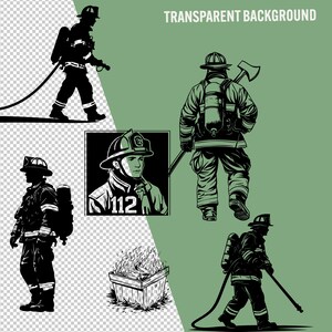 Firefighter Clipart Bundle PNG SVG, Fire Truck, Flame Vector Files ...