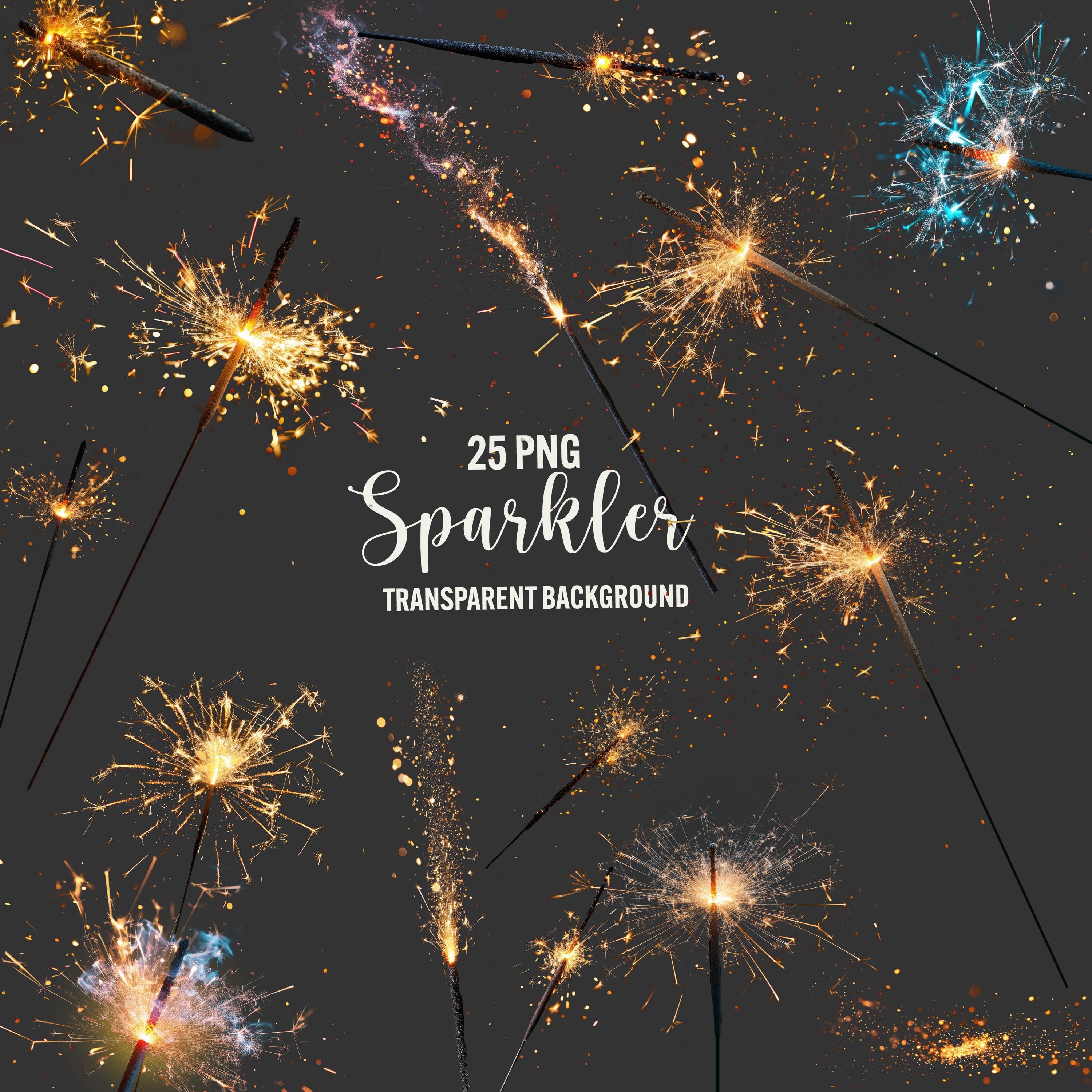 Sparkler PNG Clipart, Gold Fireworks Overlays, Transparent Background ...