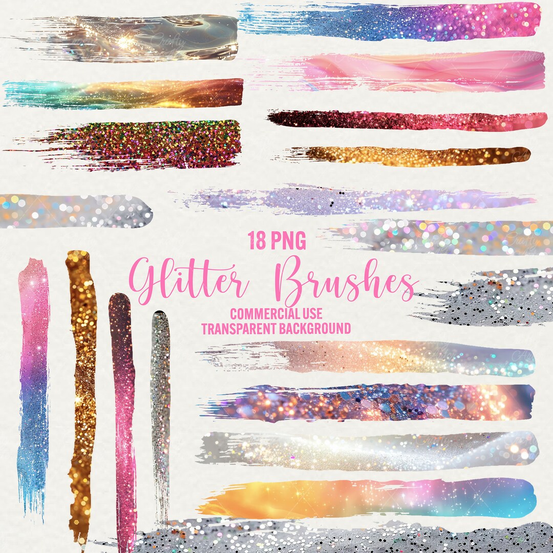 Glitter Brushes Clipart Glitter Paint Brush Elements, Sparkle Brush Strokes, Pixie Dust Brush ...
