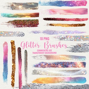 Glitter Brushes Clipart Glitter Paint Brush Elements, Sparkle Brush ...