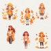 Autumn Girls Clipart, 20 PNG Cartoon Autumn Illustration, Cute Autumn ...