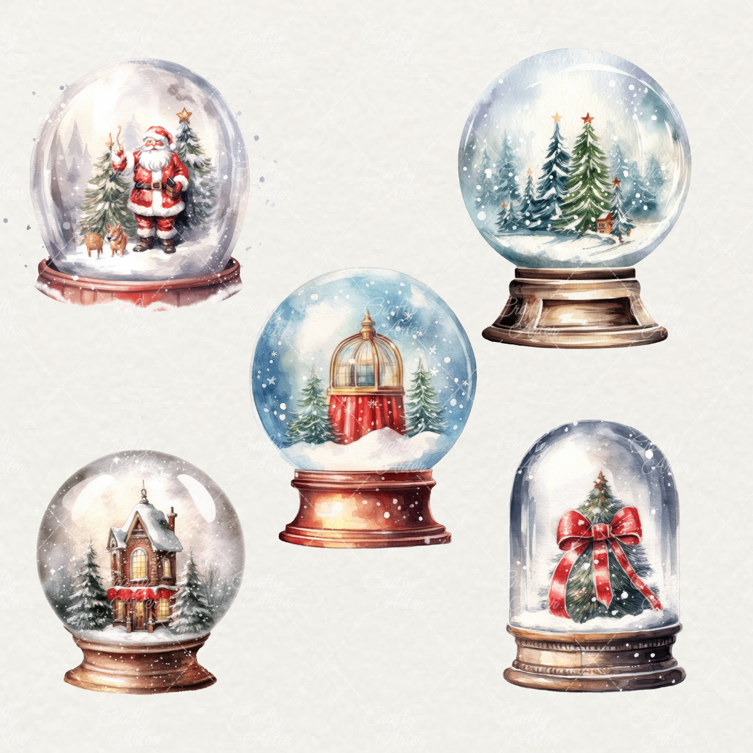 Christmas Snow Globe Clipart: Santa, Winter Scenes (20 PNG) - Etsy