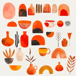 Watercolor Japandi Shapes Clipart, 120 Png Japandi Style Graphics, Zen ...