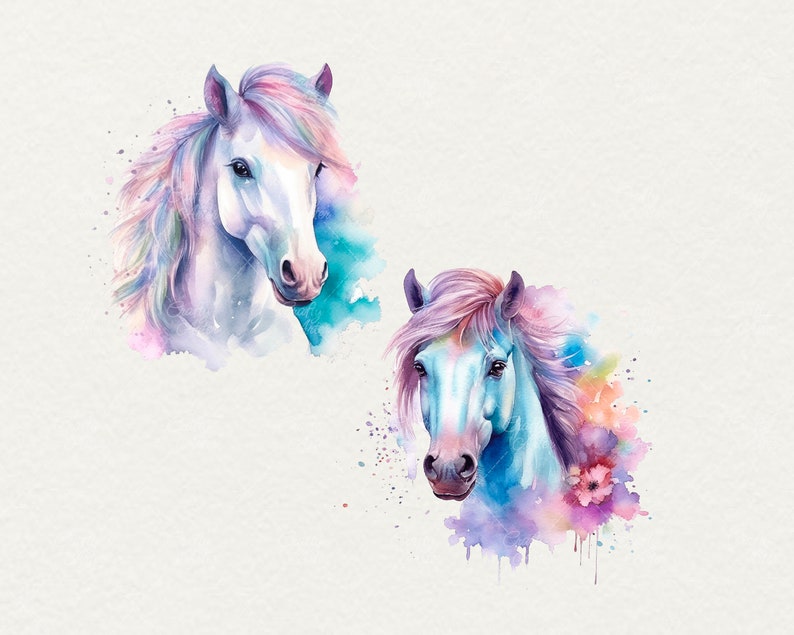 Pastel Pony Watercolor Clipart: Fantasy Baby Pony (15 PNG) - Etsy