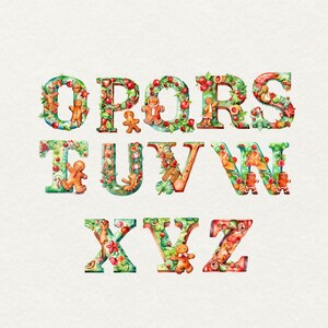 Christmas Alphabet Clipart, Watercolor Christmas Letters 26 PNG ...