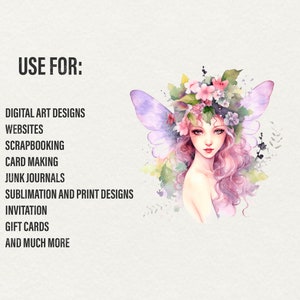 Watercolor Fairy Clipart, 20 PNG Watercolor Fantasy Fairy Floral Magic ...
