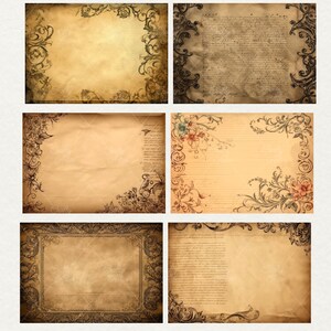 Printable Digital Old Papers Clipart, 22 Vintage Pages, Paper for Print ...