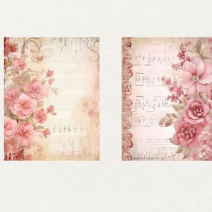 Pink Melody Digital Paper 38 Cards Digital Vintage Pink Musical Paper ...