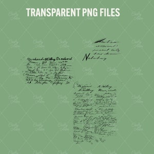Vintage Handwriting Overlays, 18 Png Old Letters Script PNG Overlay ...