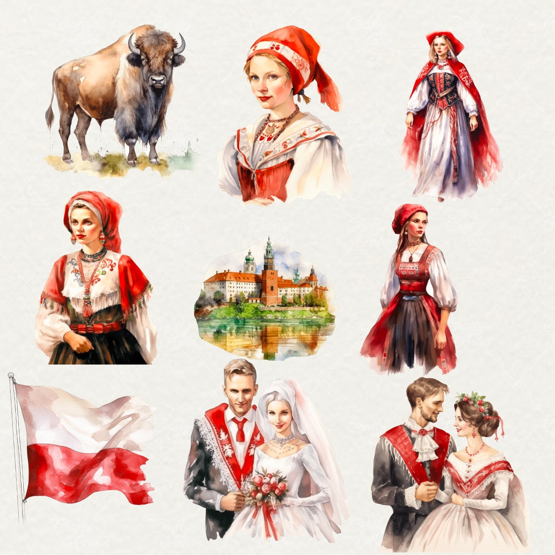 Watercolor Poland Clipart: Traditional Polish Designs (56 PNG) - Etsy