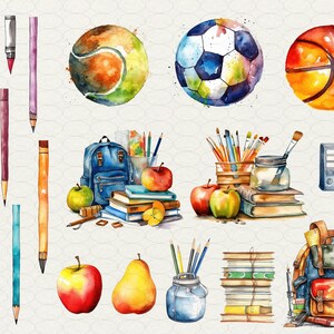 Watercolor School Clipart, Back to School Clipart, School Clipart 66 ...