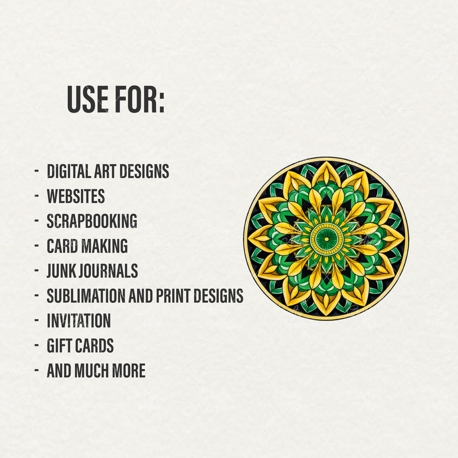 Watercolor Green Mandala Clipart: 20 PNG Indian Thai Designs ...