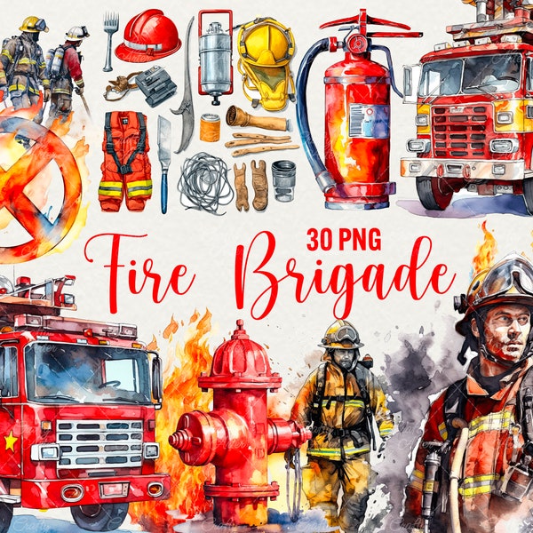 Firetruck Watercolor - Etsy