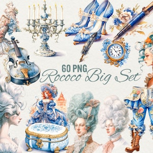 Watercolor Rococo Clipart, Rococo Bundle Clipart, 60 PNG Rococo Period ...