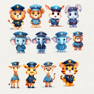 Cute Police Animals Clipart, 28 PNG Animal Clipart, Cartoon Kids ...