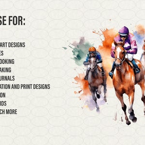 Watercolor Horse Racing Clipart: Derby Racehorse Illustrations (16 PNG ...