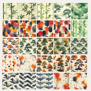Japandi Digital Paper: 86 Seamless Patterns, Bonsai & Watercolor ...