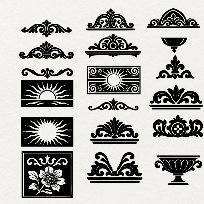 Vintage Ornament Clipart: Baroque Frames, Borders, Flourishes (PNG, SVG ...