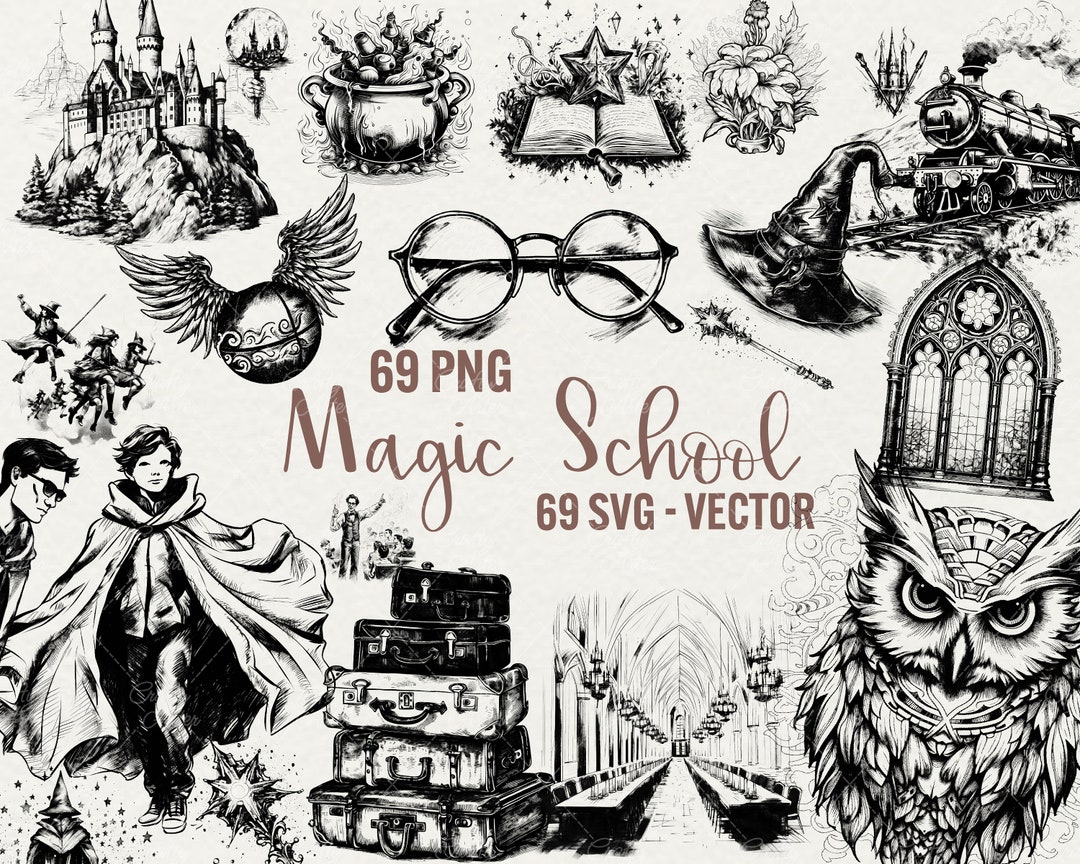 Magic School Clipart Witch and Wizard Clipart, 69 Png and Svg Vector ...