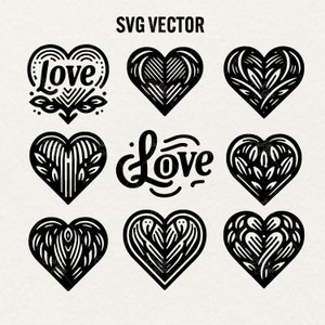 Love Heart SVG Bundle, 29 Png and 29 Svg Vector Valentine's Day Designs ...