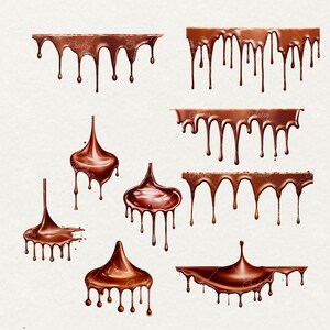 Watercolor Chocolate Drips Clipart, 20 PNG Watercolor Cake Drips ...