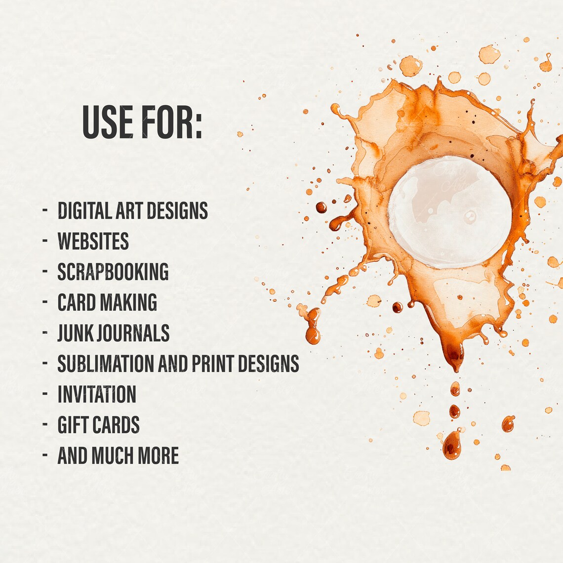 Watercolor Coffee Stains Clipart: 47 PNG Coffee Splashes (digital ...